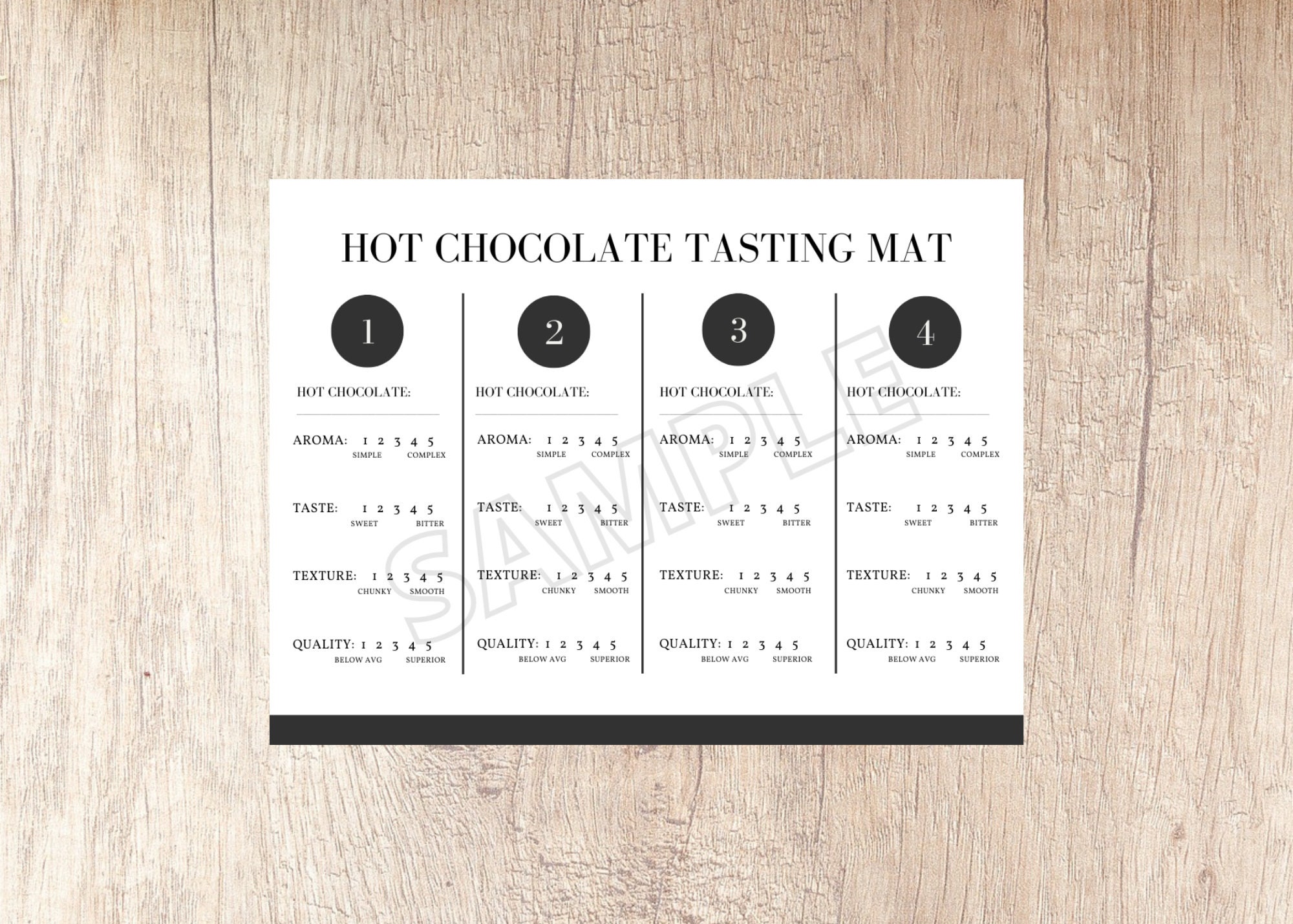 Hot Chocolate Tasting Score Card | Instant Download | Printable: PDF Format - Etsy
