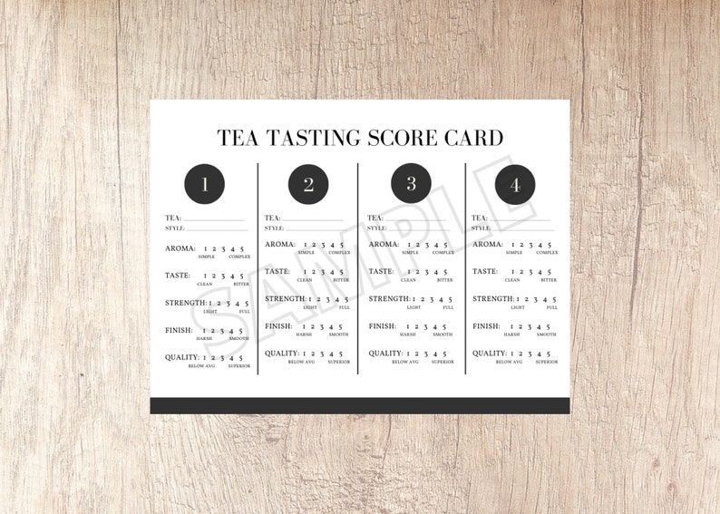 Tea Tasting Party Score Card | Instant Download | Printable (PDF Format ...