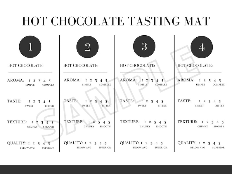 Hot Chocolate Tasting Score Card | Instant Download | Printable: PDF ...