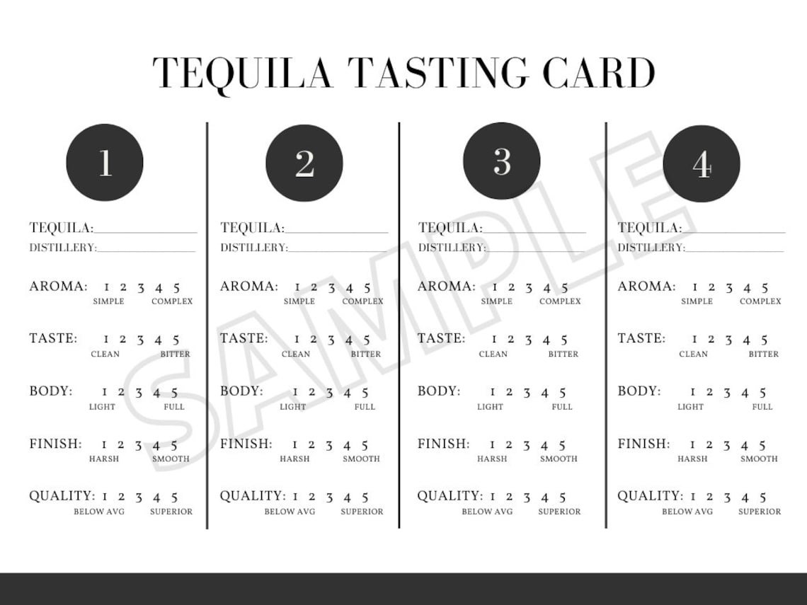 Tequila Tasting Card | Instant Download | Printable: PDF Format - Etsy
