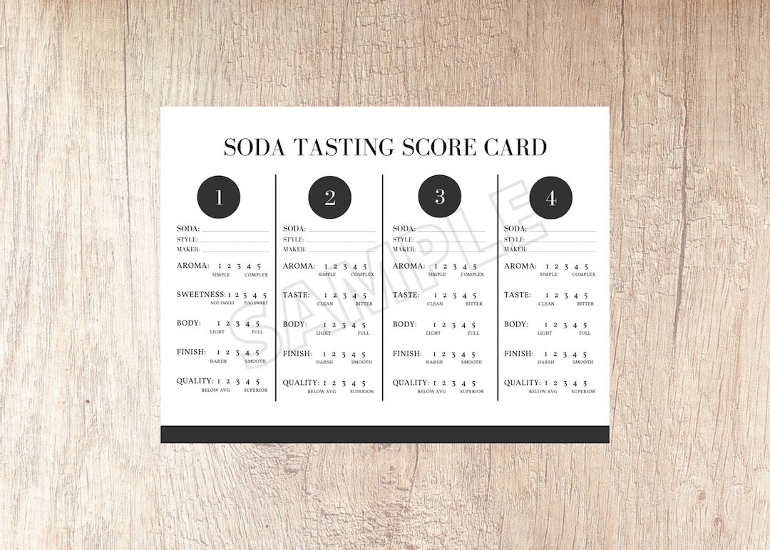 Soda Tasting Card | Instant Download | Printable: PDF Format - Etsy