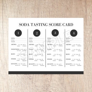 Soda Tasting Card | Instant Download | Printable: PDF Format - Etsy