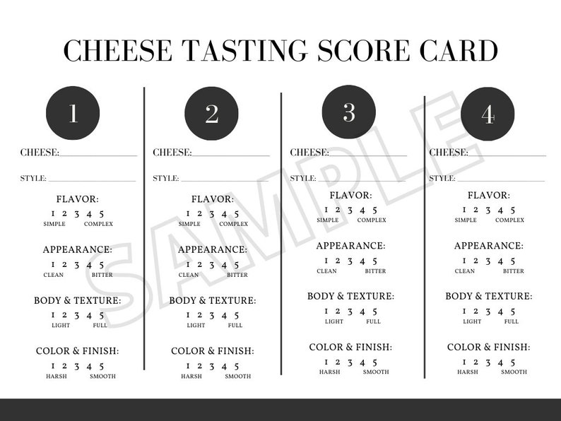 Cheese Tasting Card | Instant Download | Printable: PDF Format - Etsy