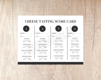Tasting Party Score Card Bundle Instant Download Printable PDF Format ...