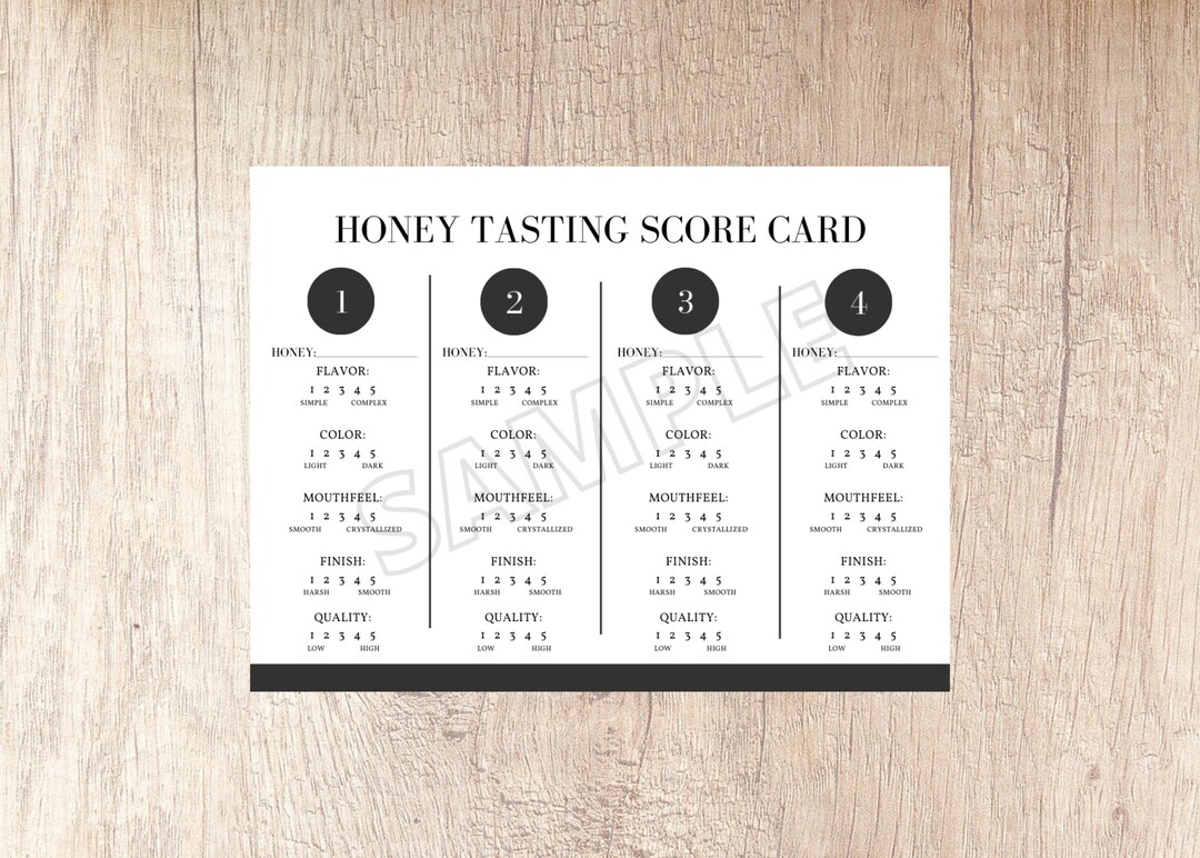 Honey Tasting Card | Instant Download | Printable: PDF Format - Etsy