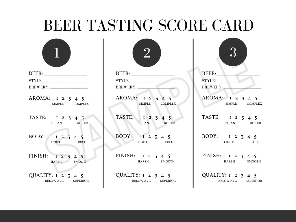 Beer Tasting Score Card | Instant Download | Printable: PDF Format - Etsy