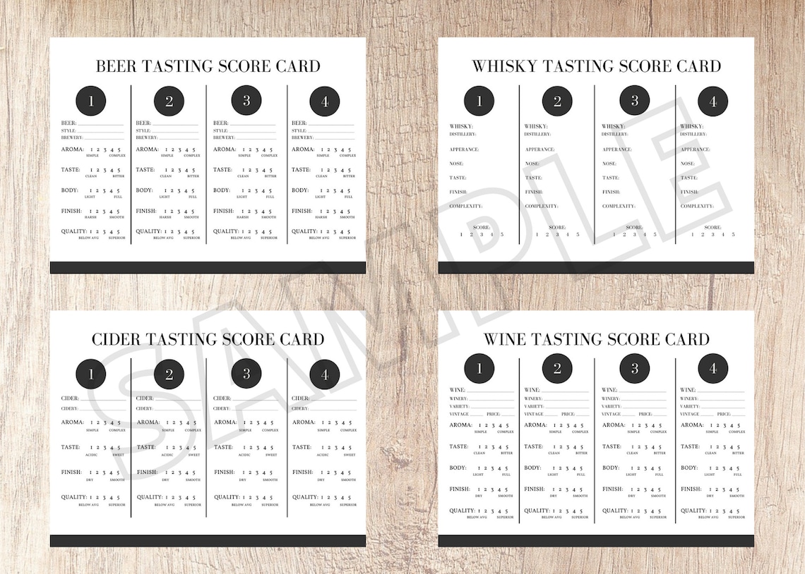 Tasting Party Score Card Bundle | Instant Download | Printable (PDF ...