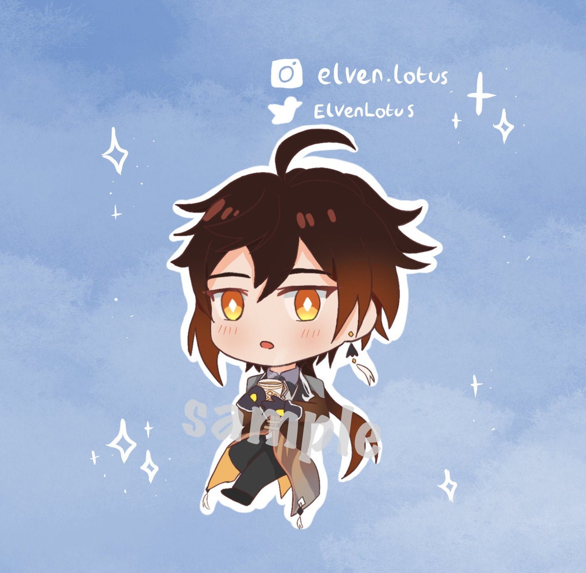 Genshin Impact- Zhongli Chibi Acrylic Keychain, Double-sided Charm - Etsy