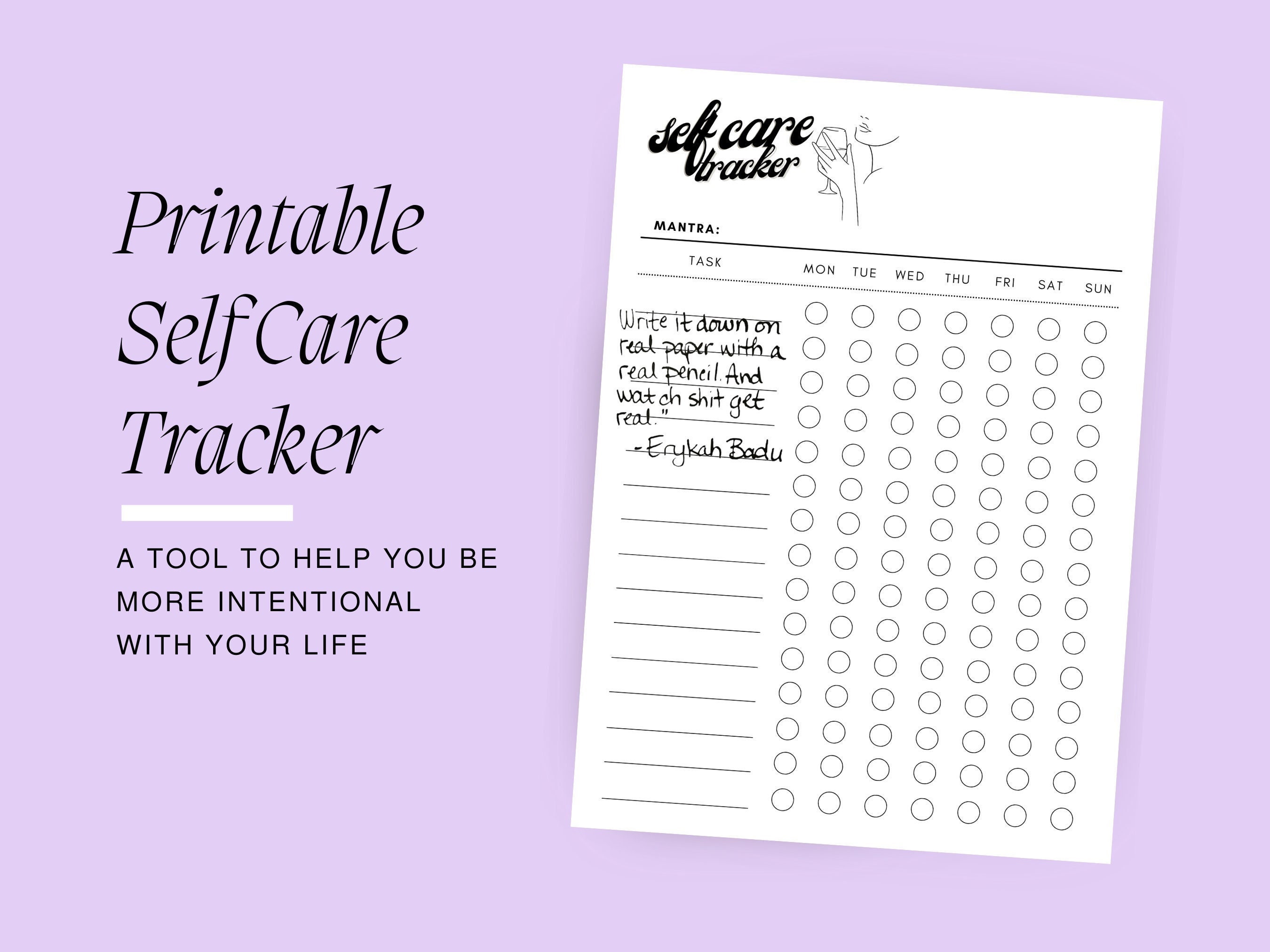 Self Care Tracker Printable Self Care Tracker Self Care Checklist ...