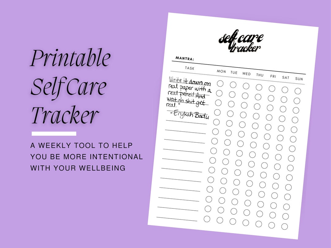 Self Care Tracker Printable Self Care Tracker Self Care Checklist ...