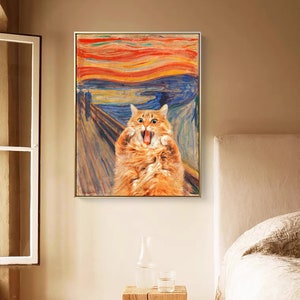 The Scream Cat Print, Art Prints, Living Room Digital Print, Cat ...