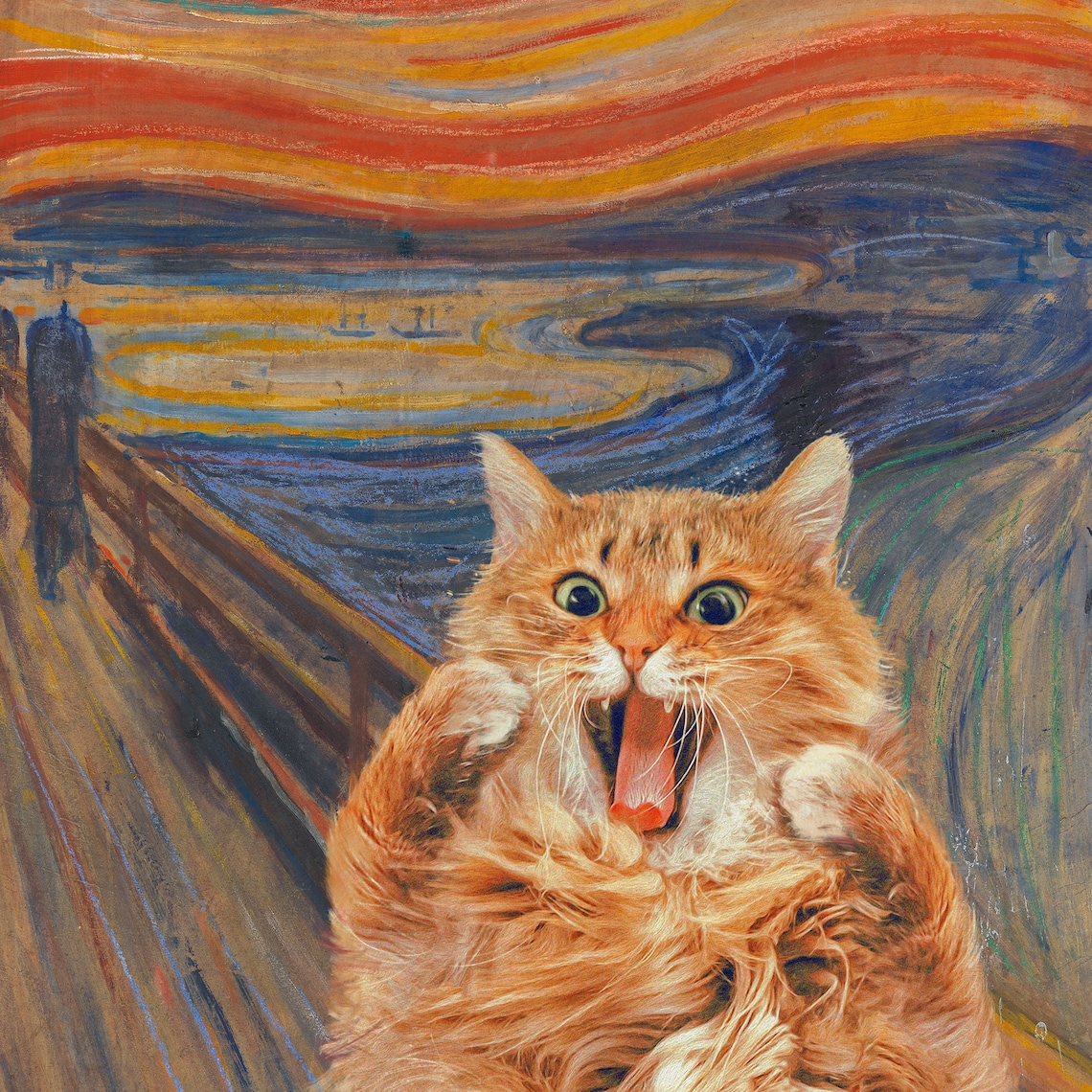 El grito pintura al óleo original Retrato de gato Retrato de | Etsy