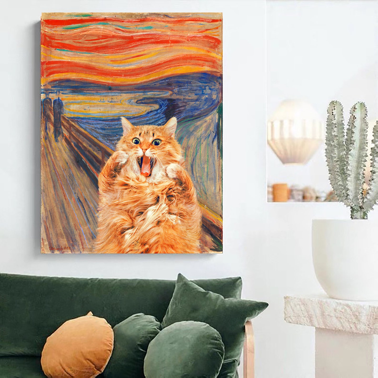 The Scream Cat Print Art Prints Living Room Digital Print - Etsy