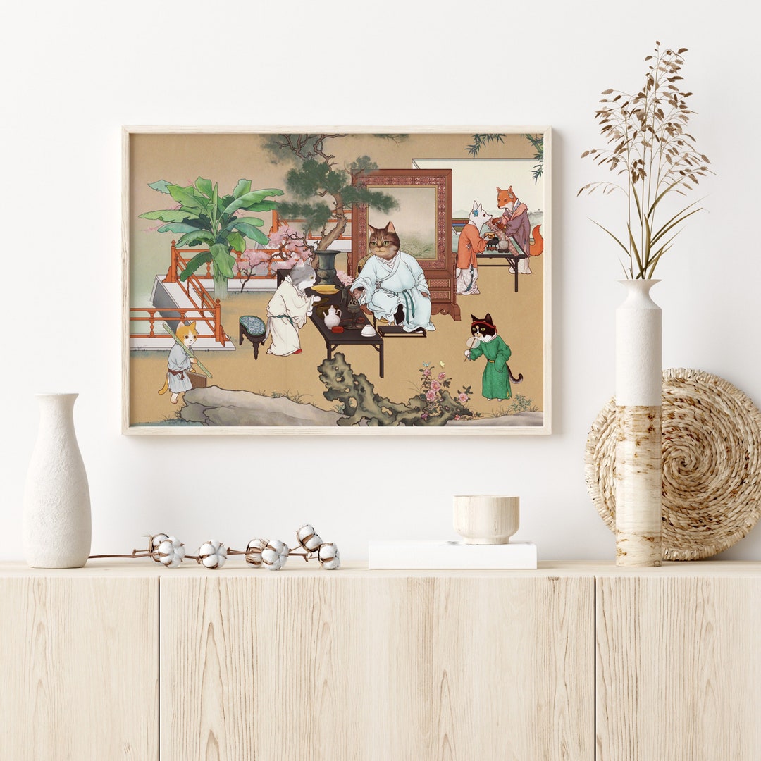 Cats in Traditional Chinese Painting ,original Cat Portrait Print ...