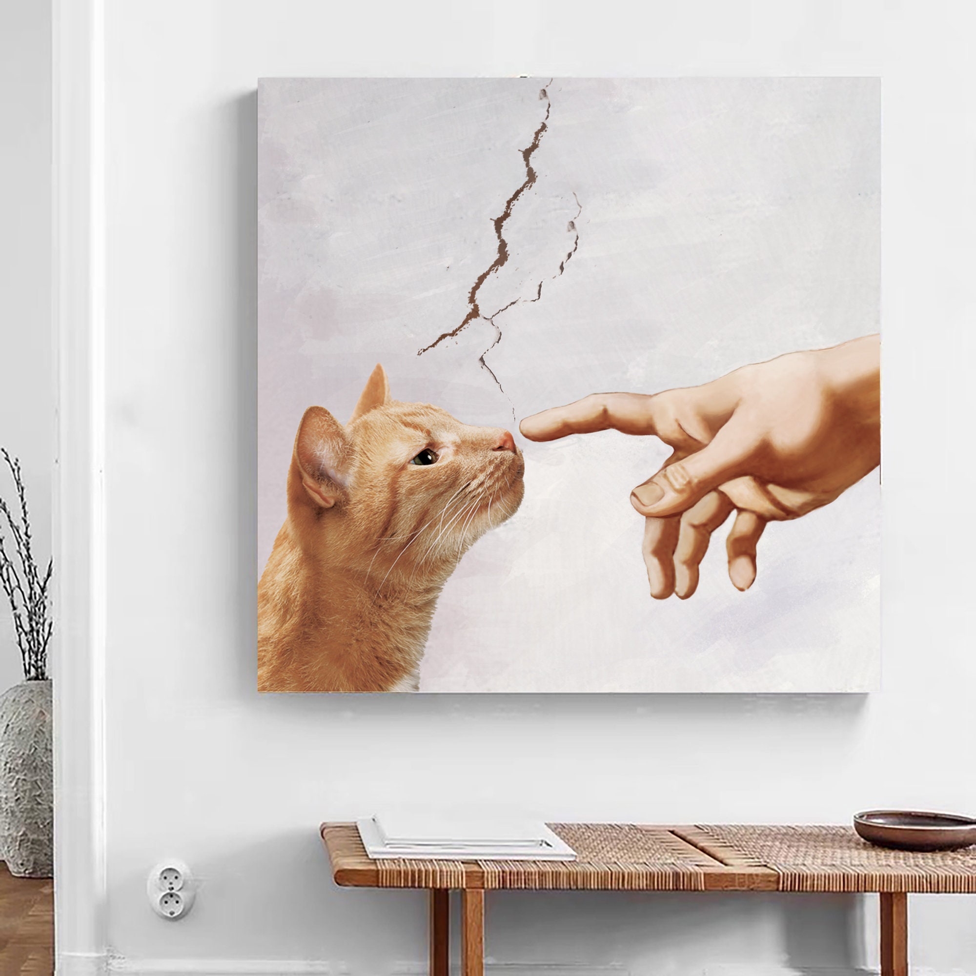 The Creation of Adam and Cat Original Oil Painting Cat - Etsy