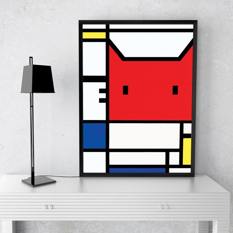Mondrian and Cat Original Oil Painting Wall Art Unique - Etsy