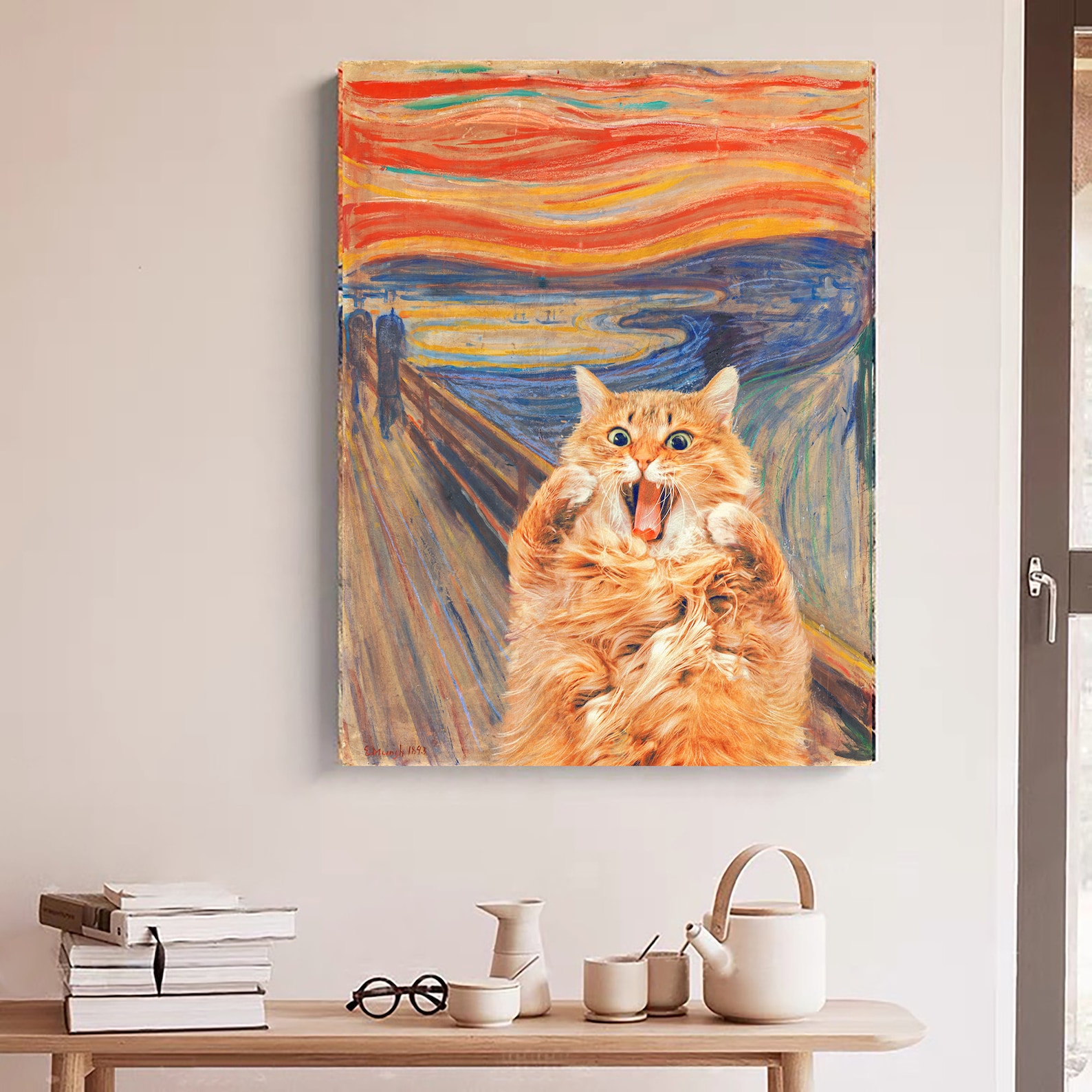 The Scream Cat Print Art Prints Living Room Digital Print - Etsy