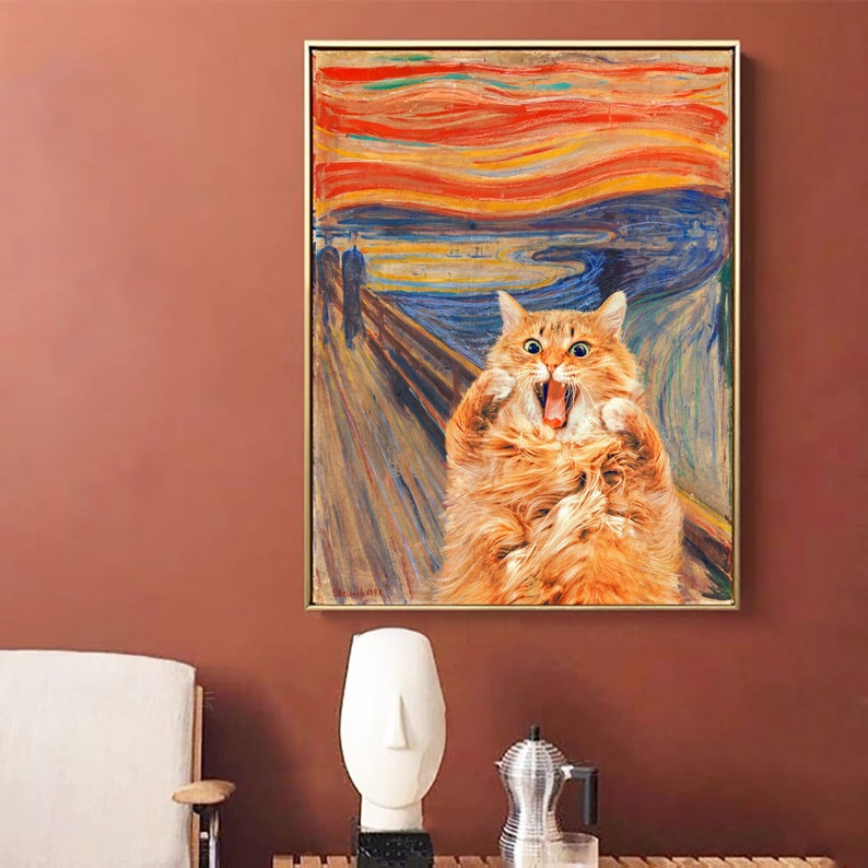 The Scream Cat Print Art Prints Living Room Digital Print - Etsy