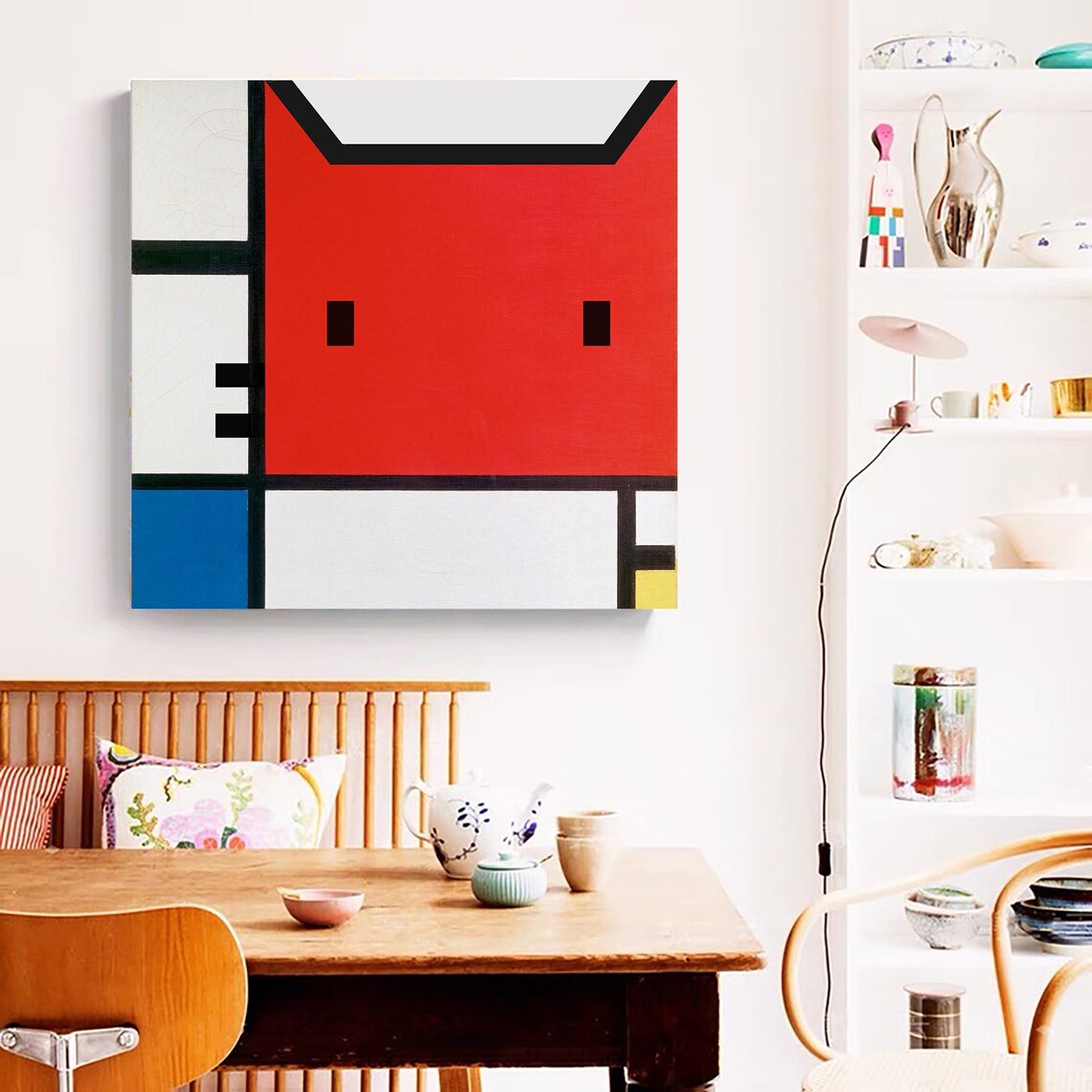 Mondrian and Cat Original Oil Painting Wall Art Unique | Etsy