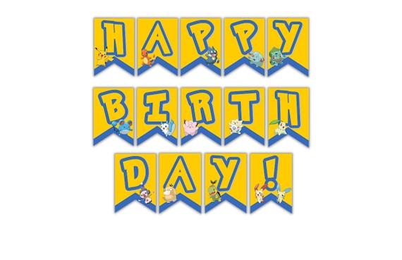 Pokemon Happy Birthday Banner - Etsy