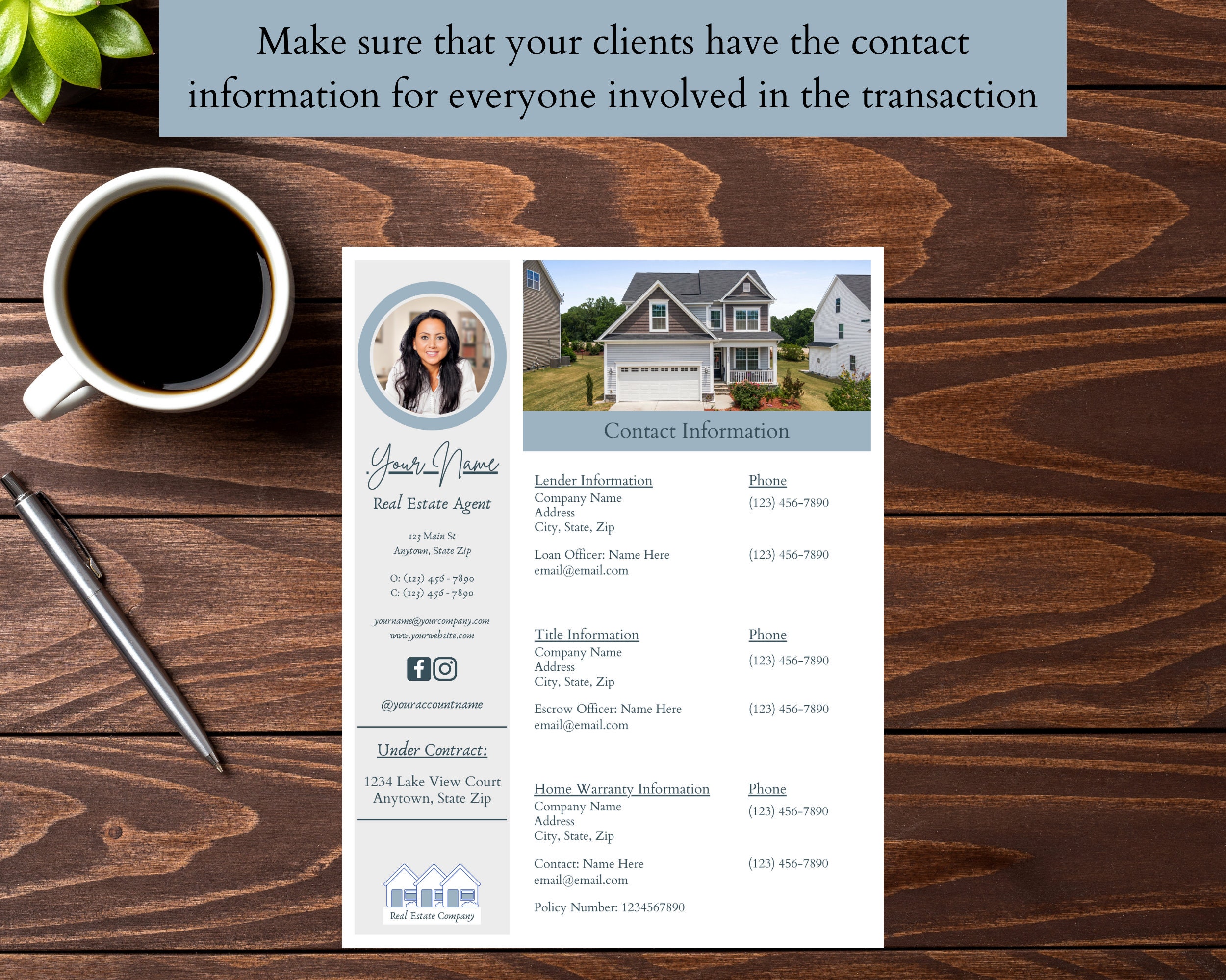 Real Estate Closing Timeline, Contact Information Sheet, Marketing for ...