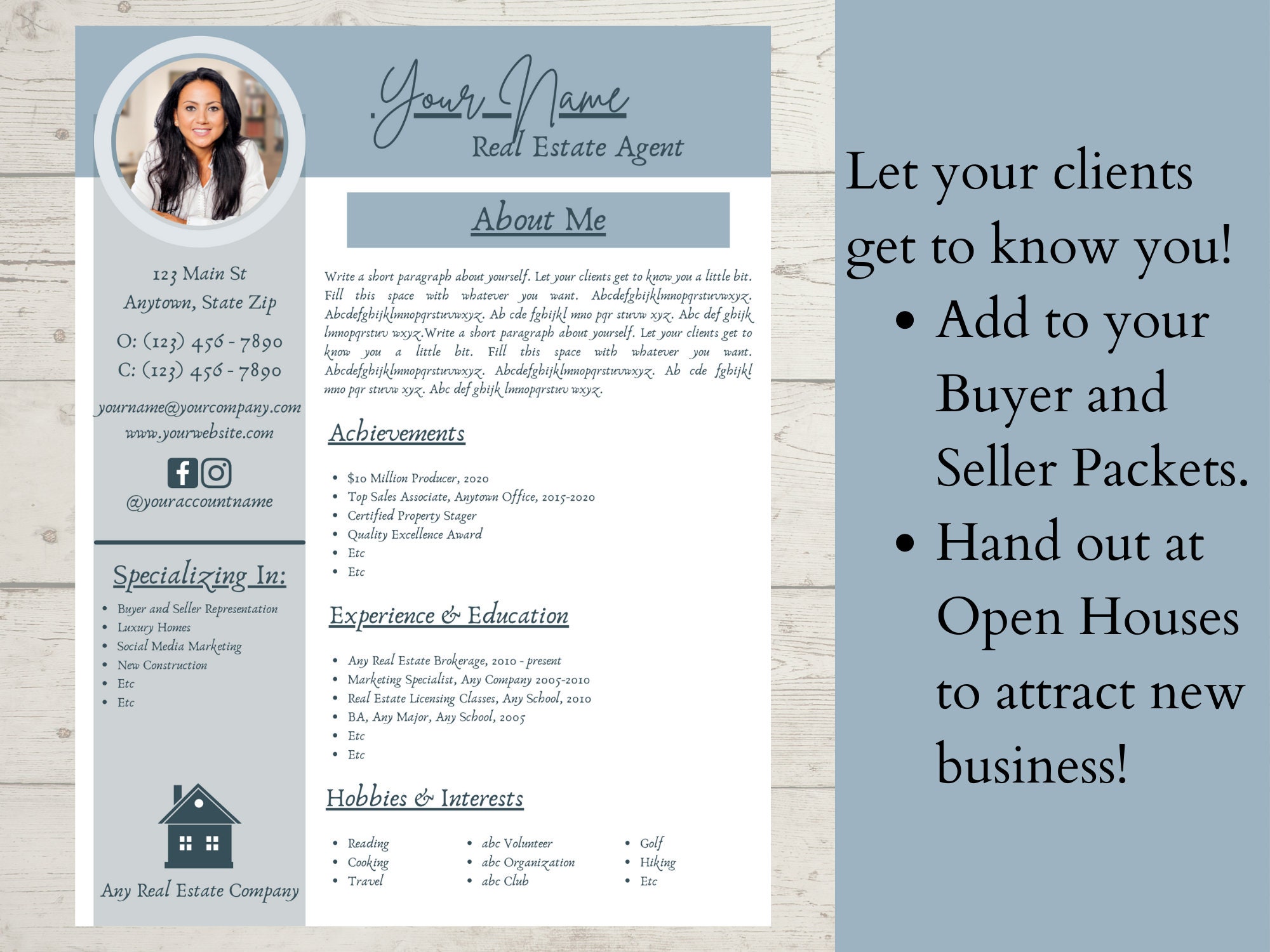 Real Estate Resume, Client Testimonial, Realtor Bio, Downloadable ...