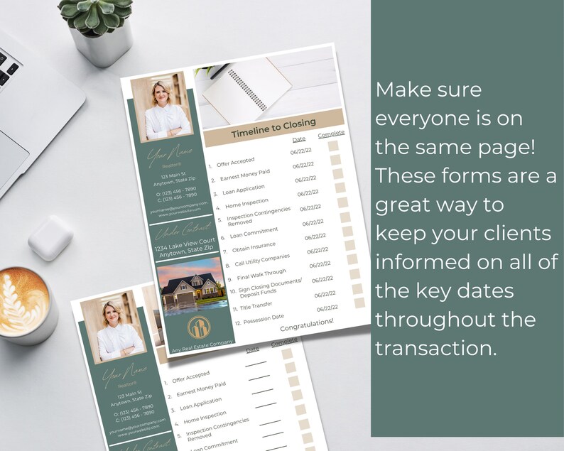 Real Estate Closing Timeline, Contact Information Sheet, Marketing for ...