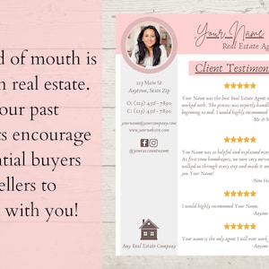 Real Estate Resume, Client Testimonial, Realtor Bio, Downloadable ...