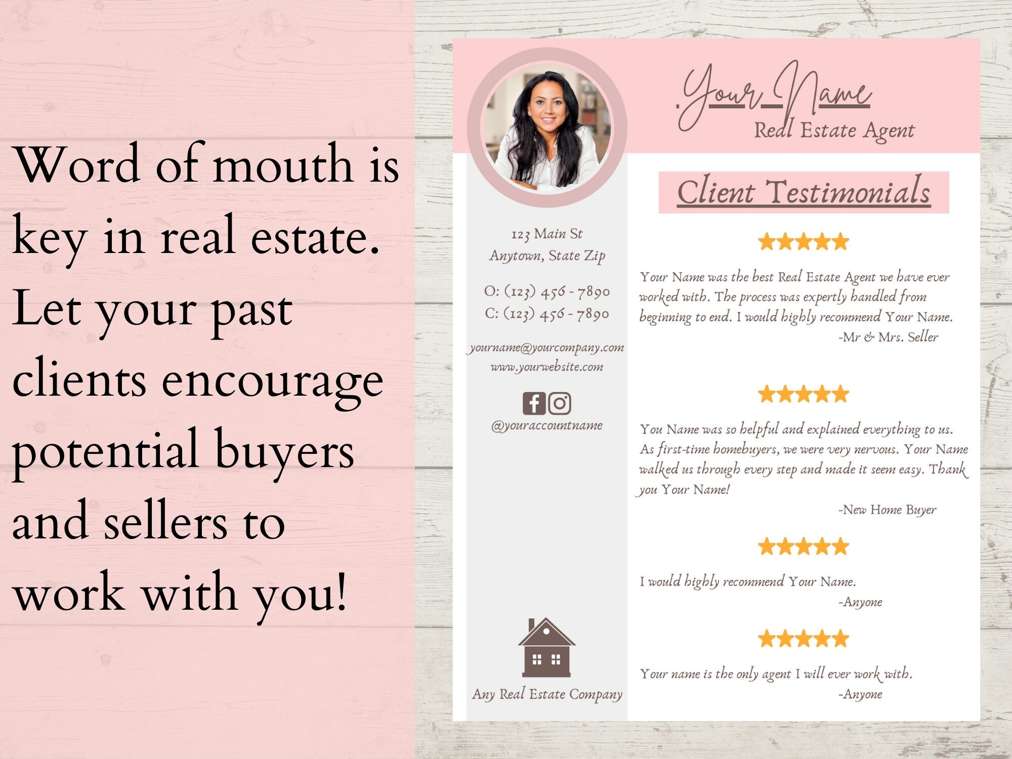 Real Estate Resume, Client Testimonial, Realtor Bio, Downloadable ...