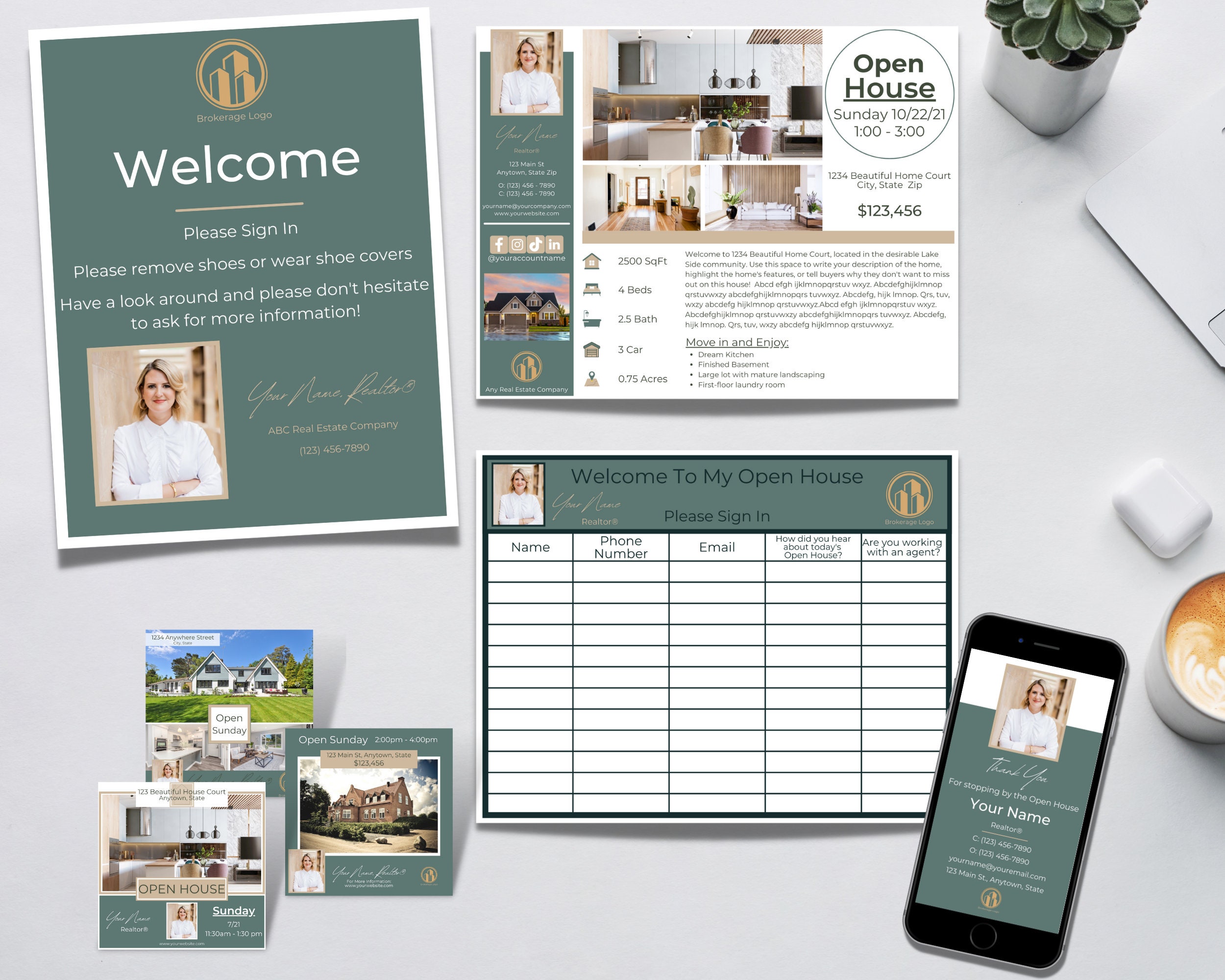 Real Estate Open House Kit Sign-in Sheet Flyer Welcome - Etsy