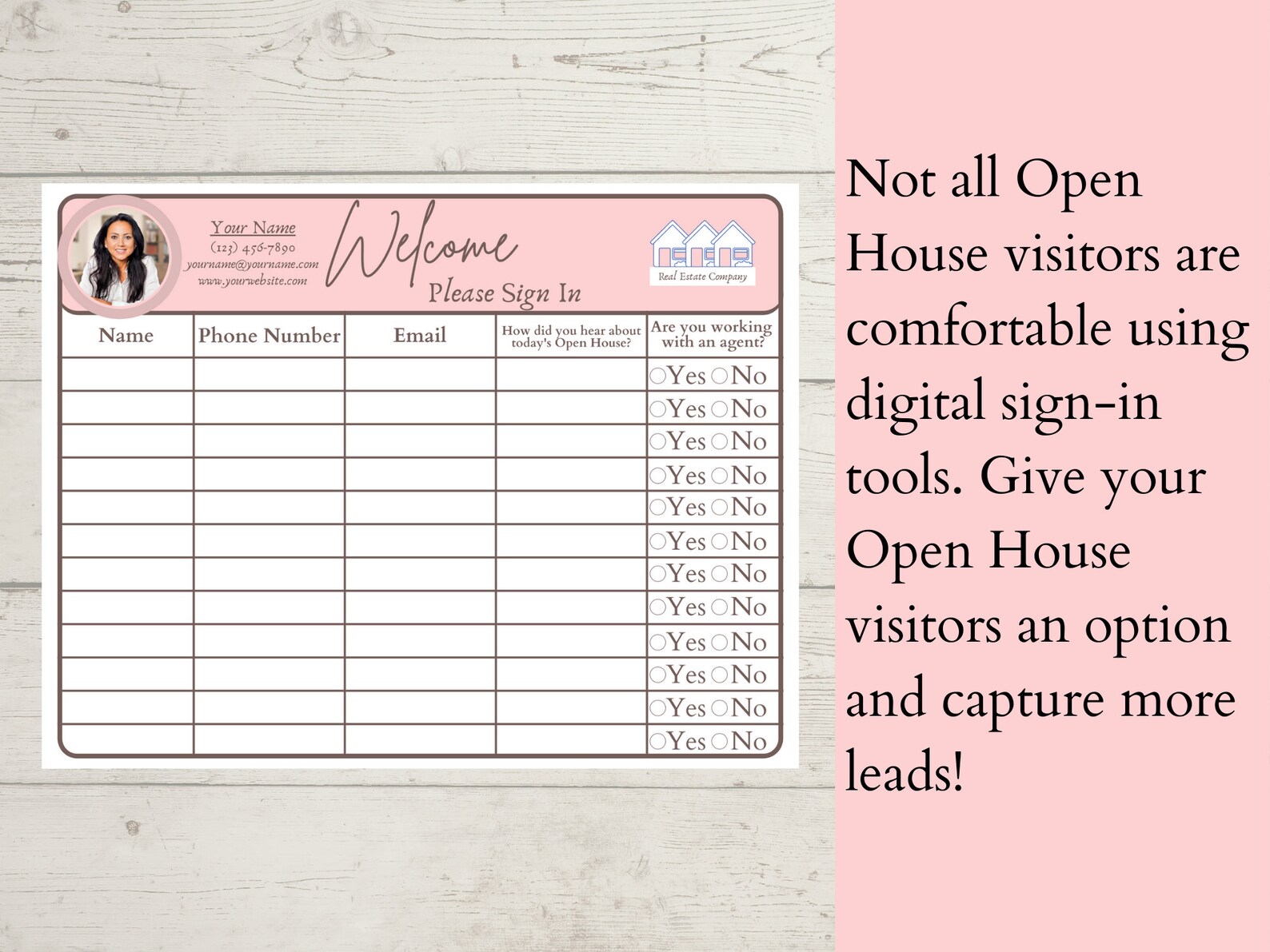 Real Estate Open House Sign-in Sheet, Digital Downloadable Template ...