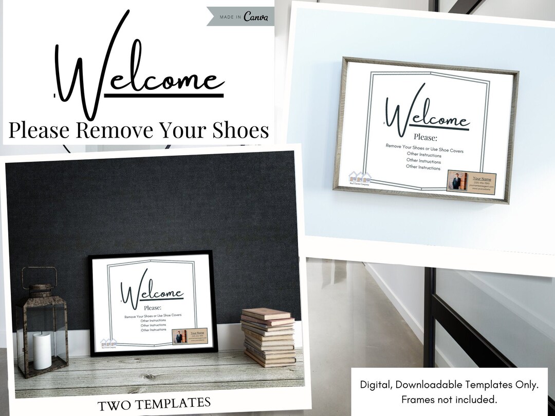 Real Estate welcome, Please Remove Your Shoes Digital Template Sign for ...
