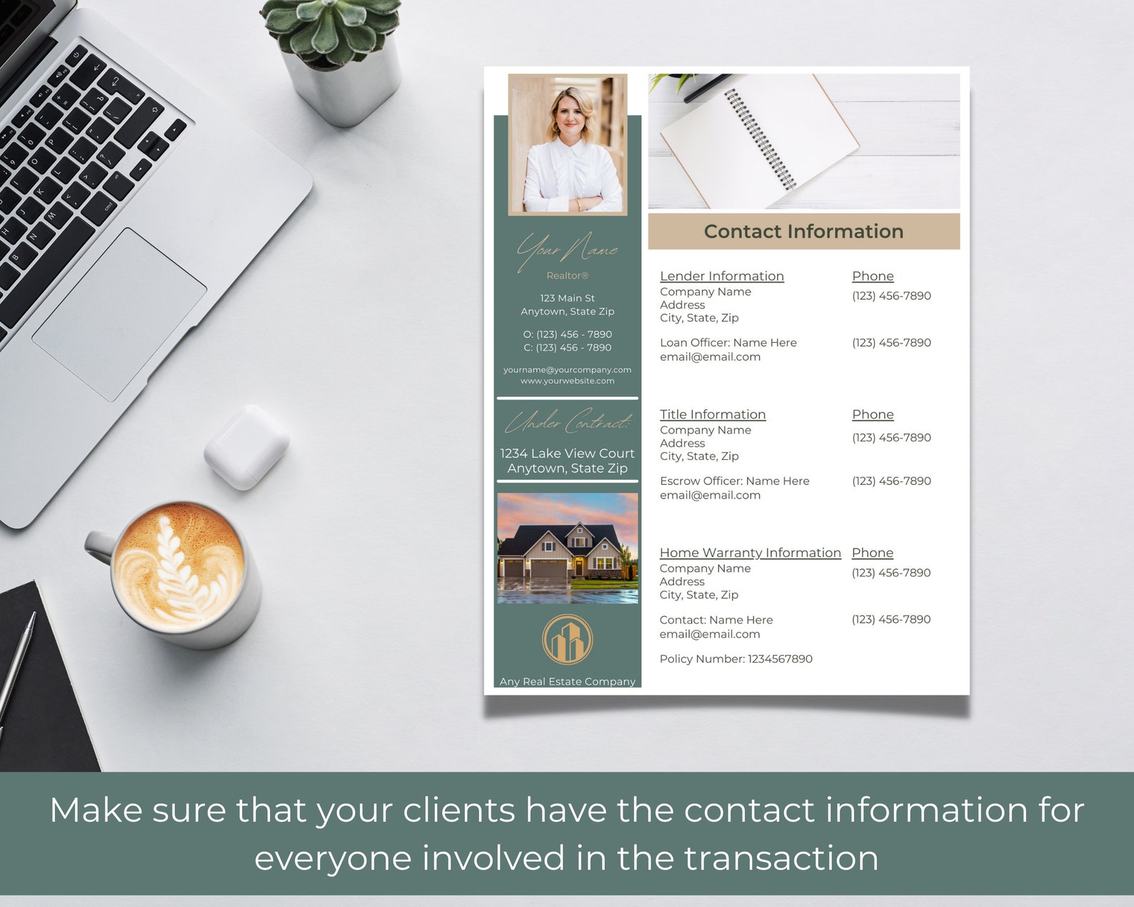 Real Estate Closing Timeline, Contact Information Sheet, Marketing for ...