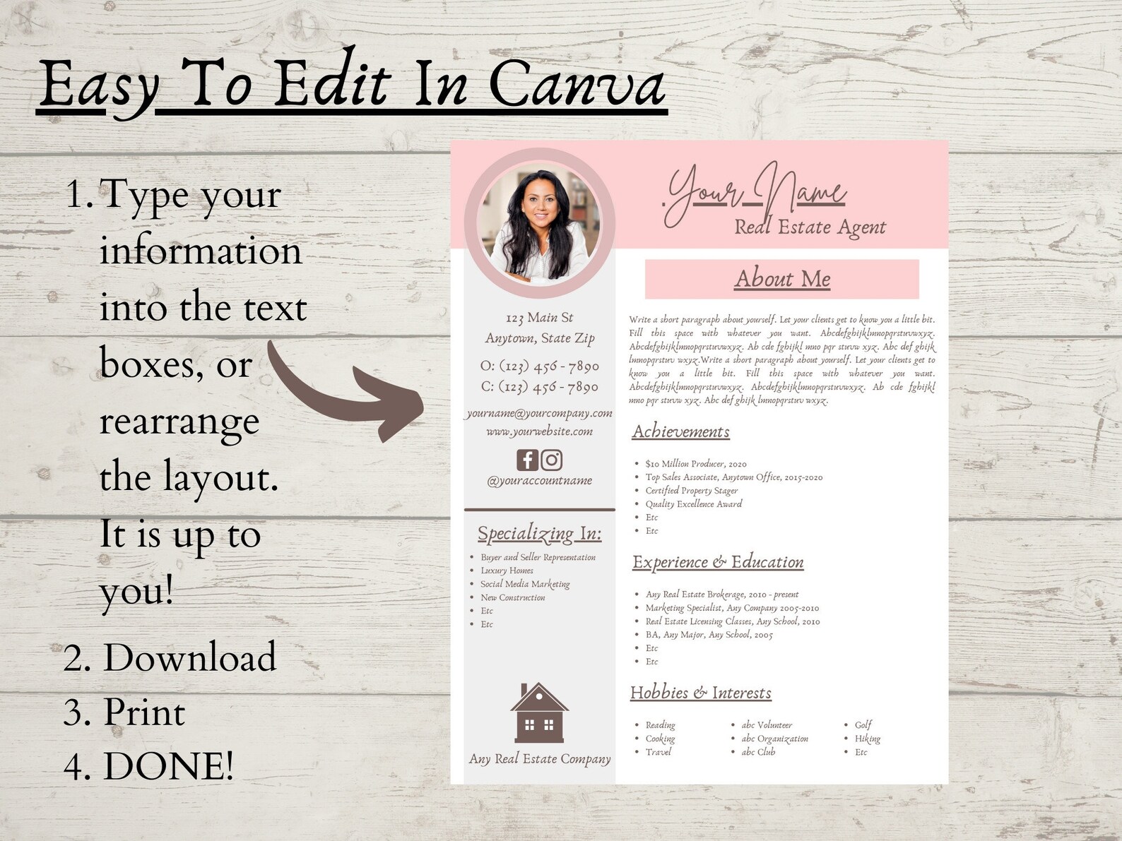 Real Estate Resume, Client Testimonial, Realtor Bio, Downloadable ...