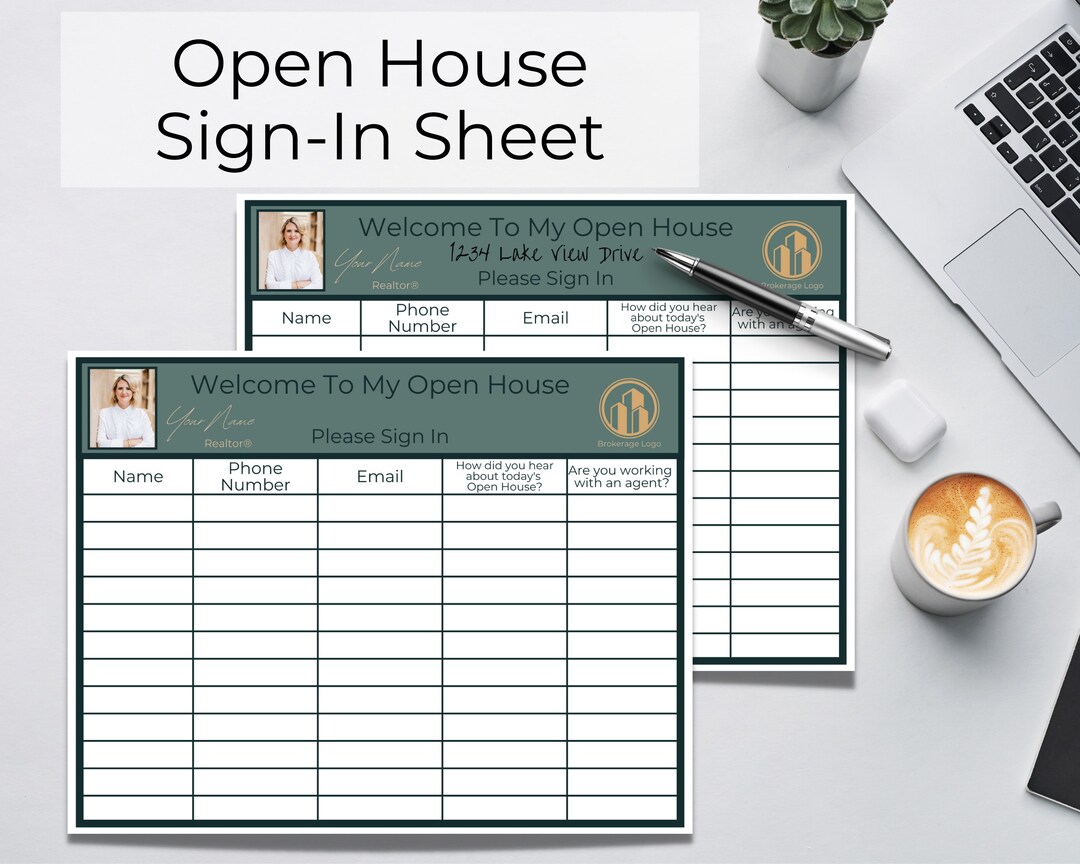Real Estate Open House Sign-in Sheet, Digital Downloadable Template ...