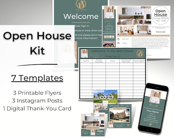 Real Estate Open House Kit Sign-in Sheet Flyer Welcome - Etsy