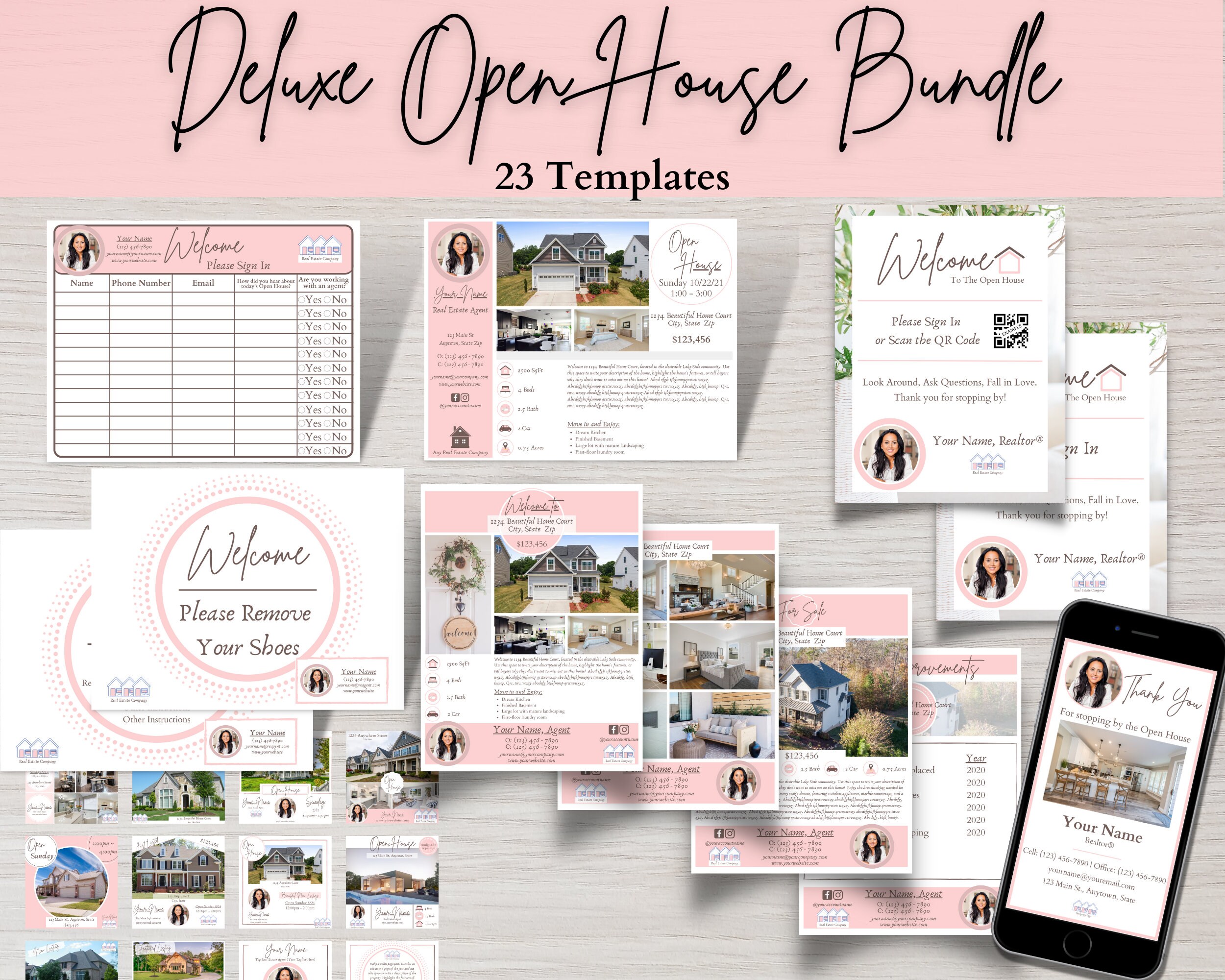 Real Estate Open House Bundle, Sign-in Sheet, Flyer, Welcome Sign ...