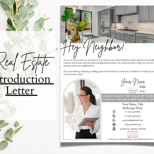 Real Estate Agent Introduction Letter Realtor Farming Letter - Etsy