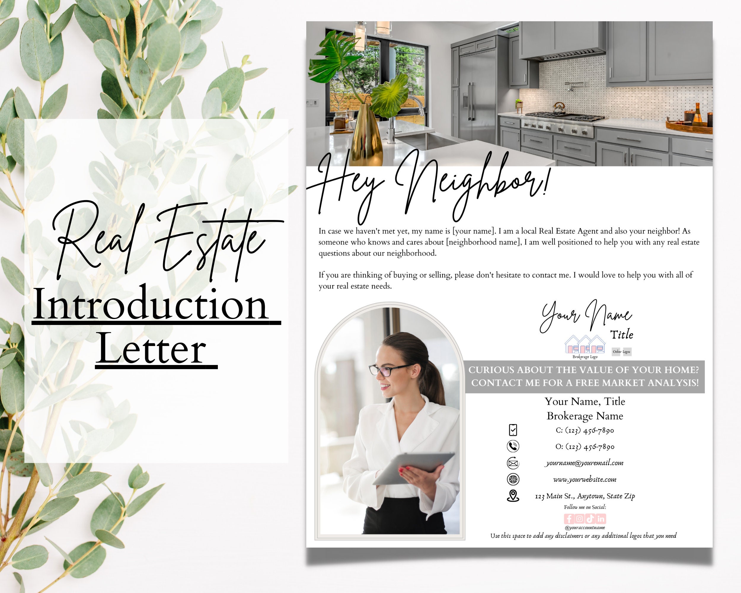 Realtor Introduction Letter Real Estate Newsletter Canva - Etsy