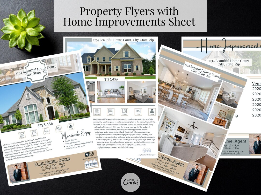 Real Estate Property Flyers, Home Improvements List, Digital ...