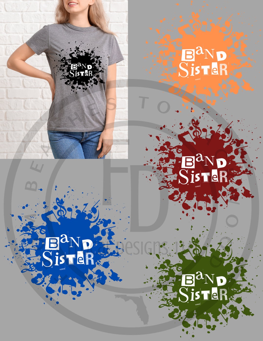 Band Sister PNG Bundle – 5 Color Options – Marching Band Spirit Shirt ...
