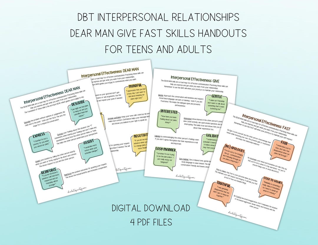 DBT Skills Handout - Interpersonal Effectiveness - Dear Man Give Fast ...