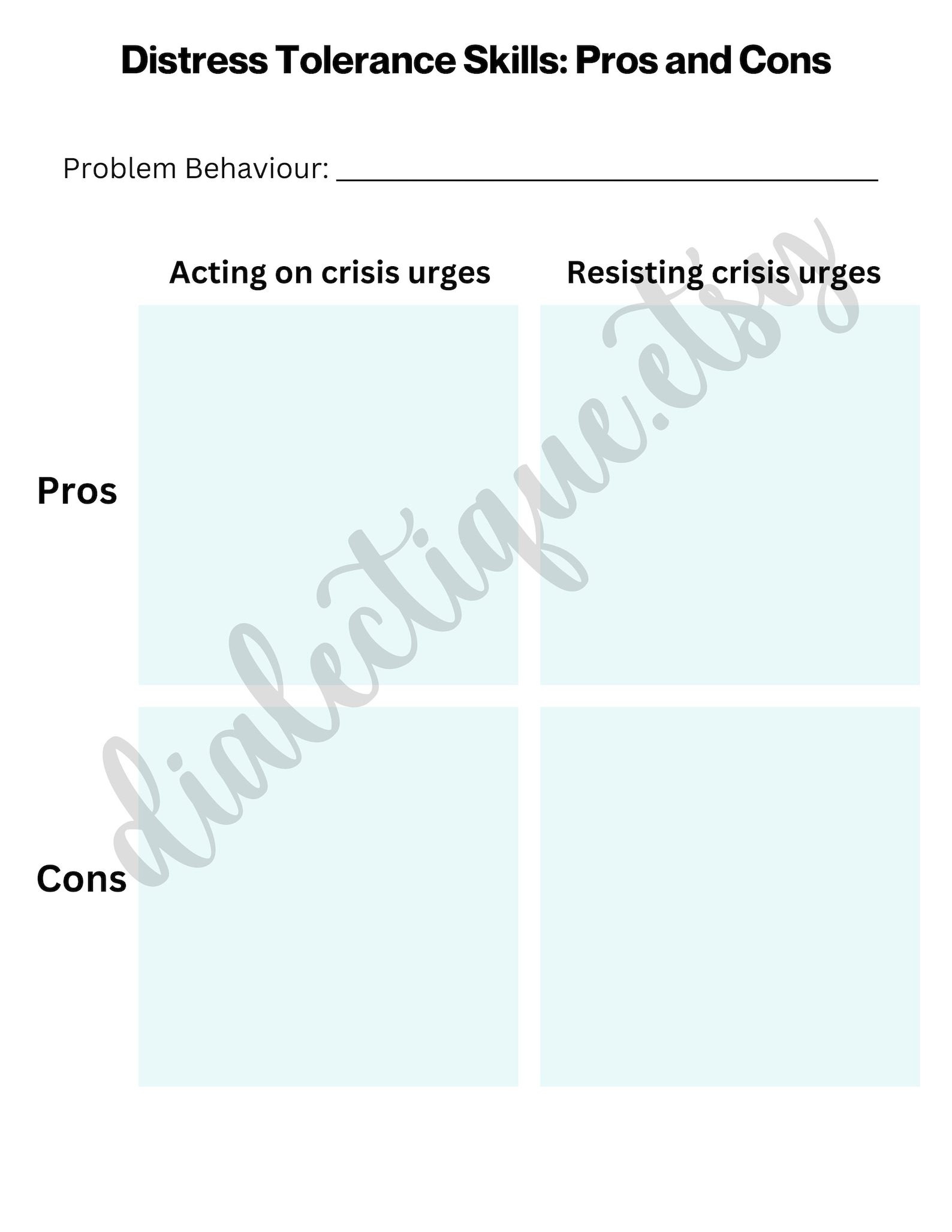 DBT Crisis Survival Skills - Distress Tolerance Skills Bundle With 9 ...