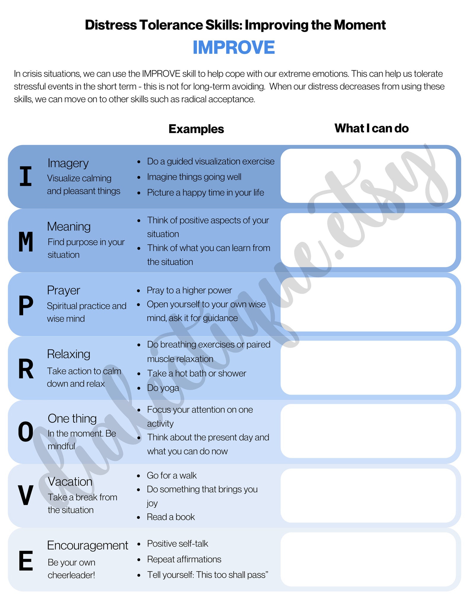 DBT Crisis Survival Skills - Distress Tolerance Skills Bundle With 9 ...