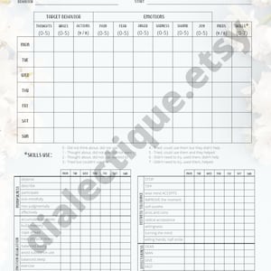 DBT Diary Card, Skills Tracking, Therapy Worksheet - Etsy