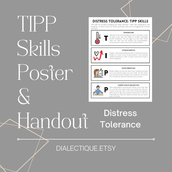 DBT Distress Tolerance: TIPP Skills Poster and Handout | Etsy