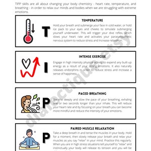 DBT Distress Tolerance: TIPP Skills Poster and Handout - Etsy