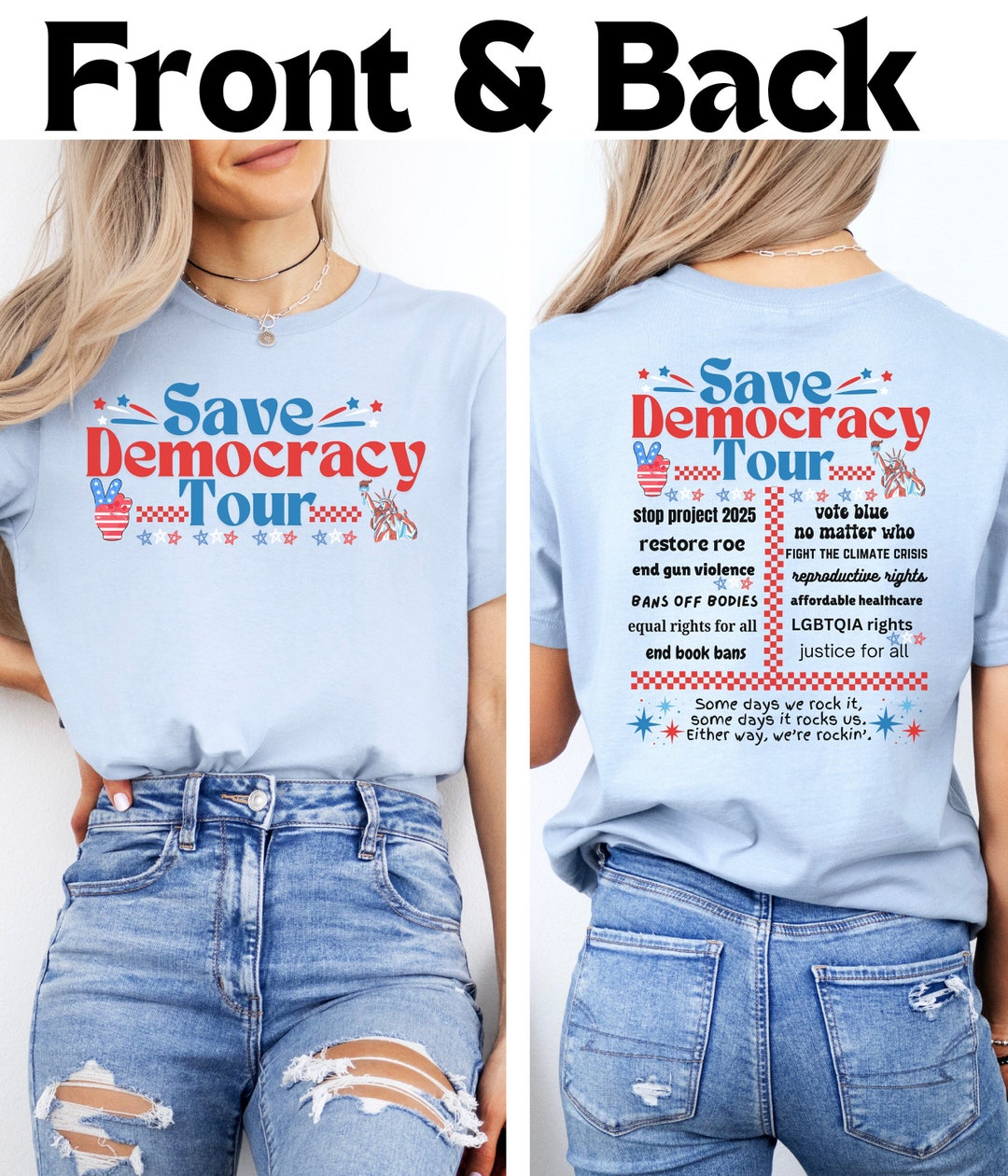 Save Democracy Tour Shirt, Vote Blue Shirt, Blue Wave T-shirt, Dissent ...