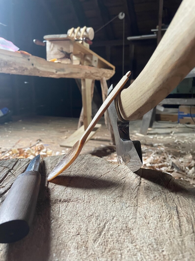Hand Carved Birch Spoon - Half Moon Heartwood - Camping and Bushcraft ...