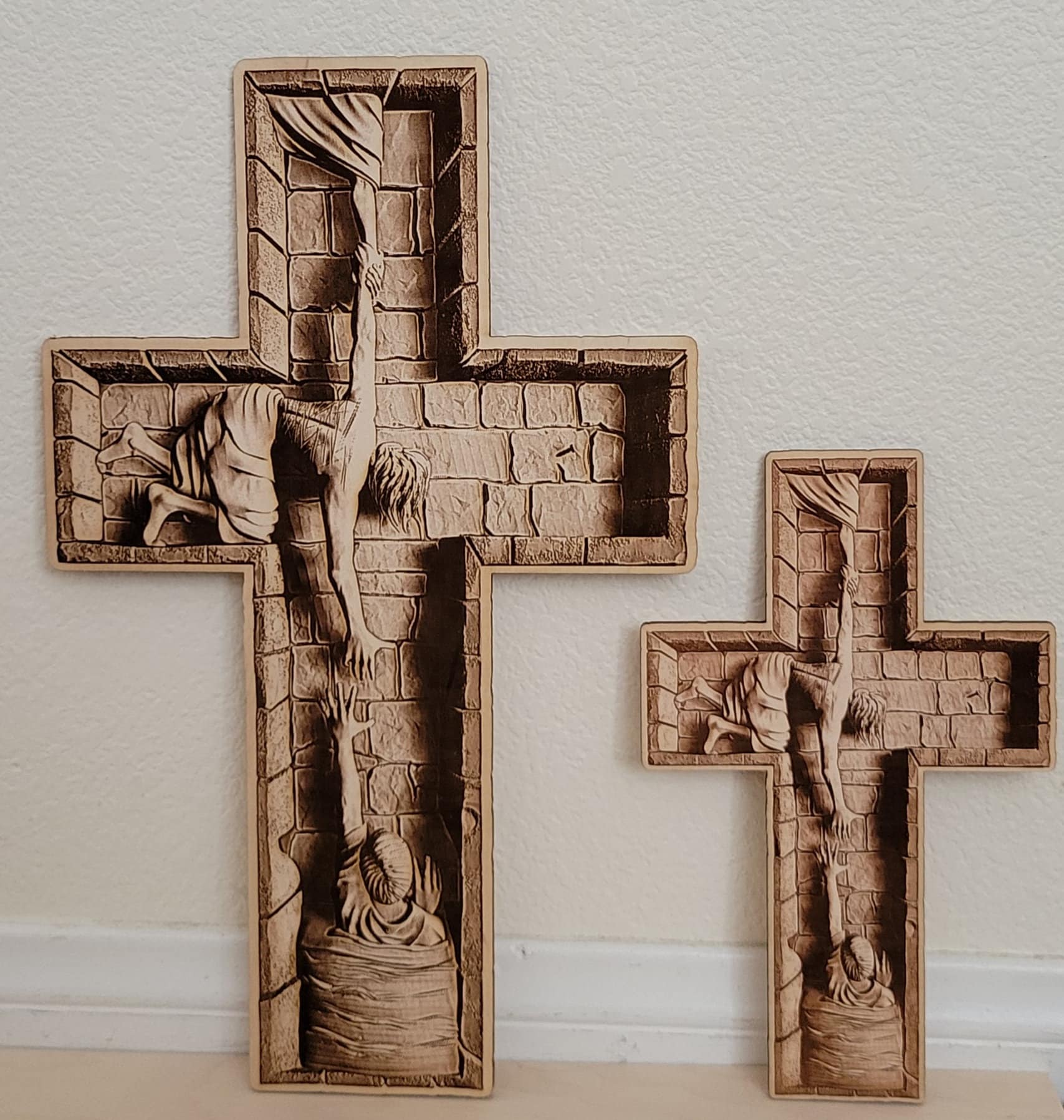 Wooden Cross Well 3D Illusion - Etsy